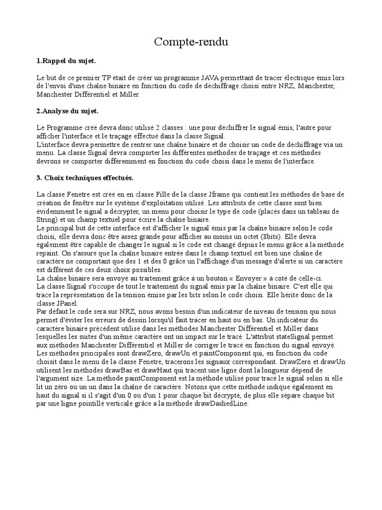 Compte Rendu TP1 | PDF | Chaîne de caractères | Génie logiciel