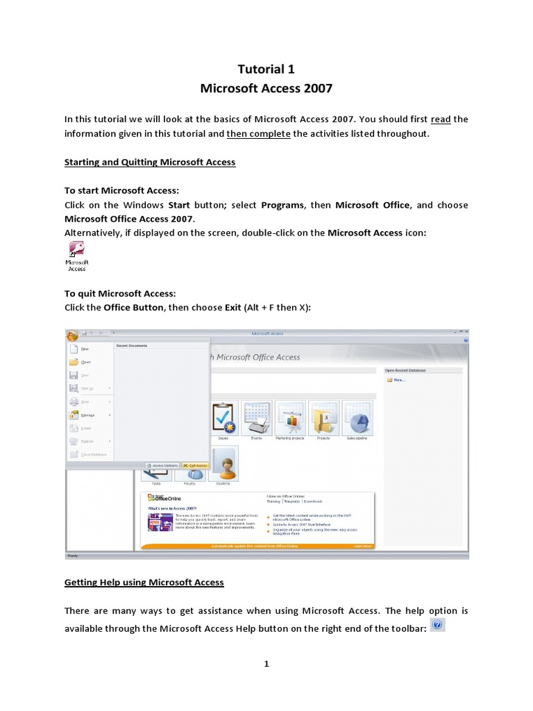 Tutorial Access 2007 | PDF | Microsoft Access | Databases