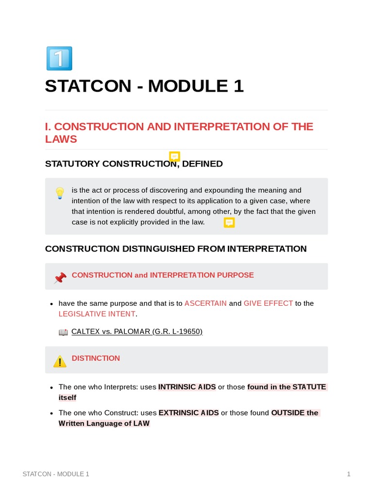 Statcon - Module 1 | PDF | Constitution | Statutory Interpretation