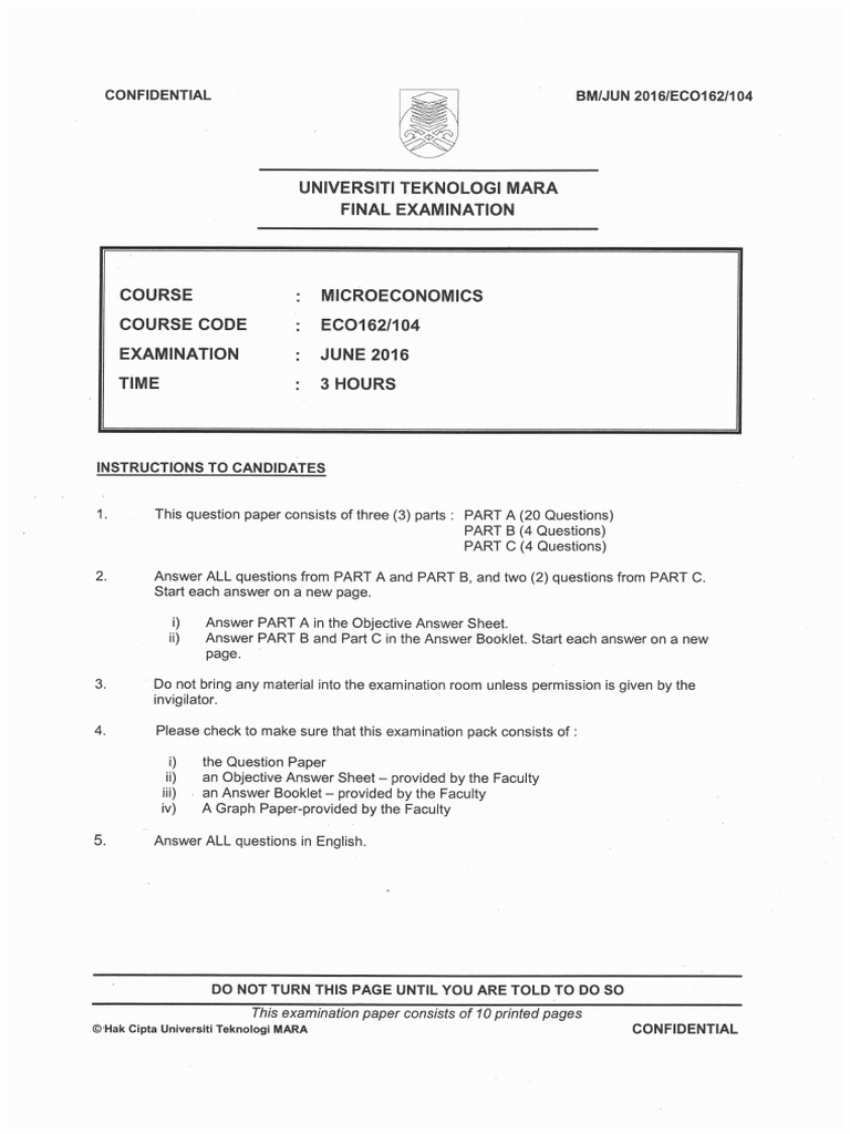 Jun 2016 Eco162 Past Year Question Uitm | PDF