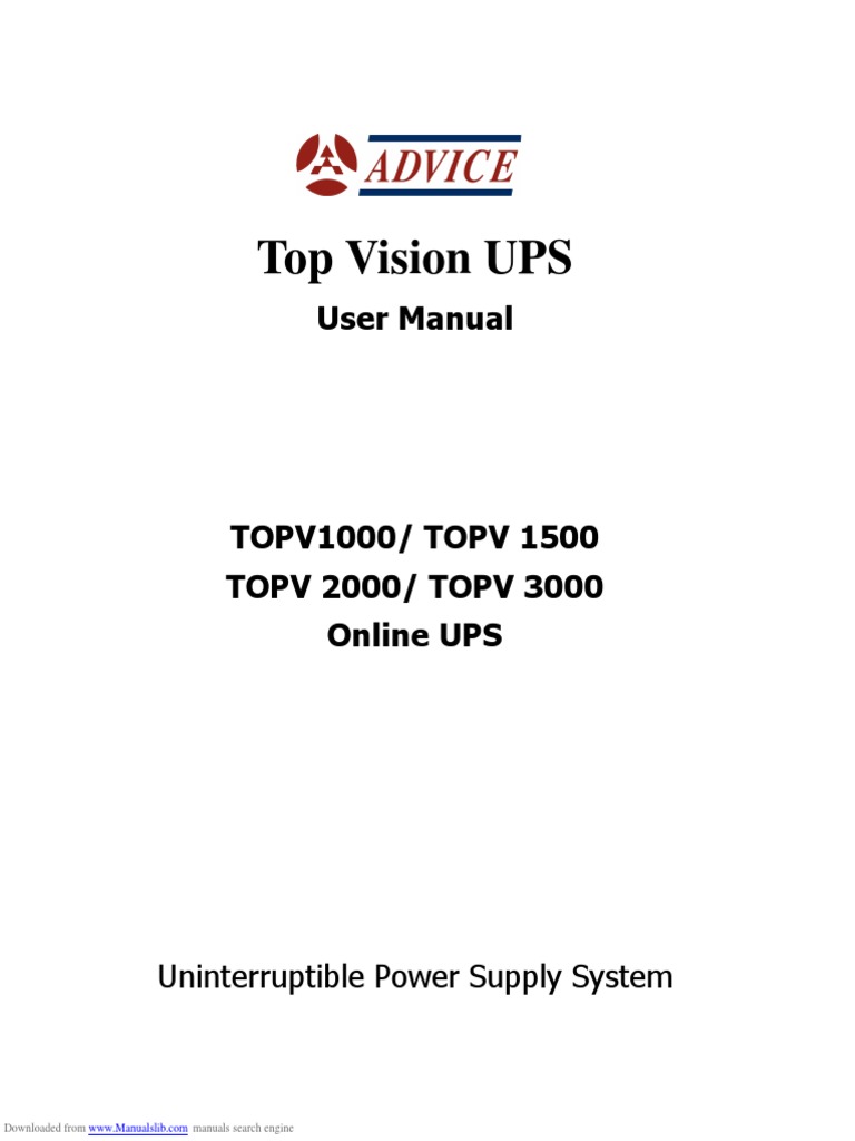 Top Vision UPS: User Manual | PDF | Power Inverter | Ac Power Plugs And ...