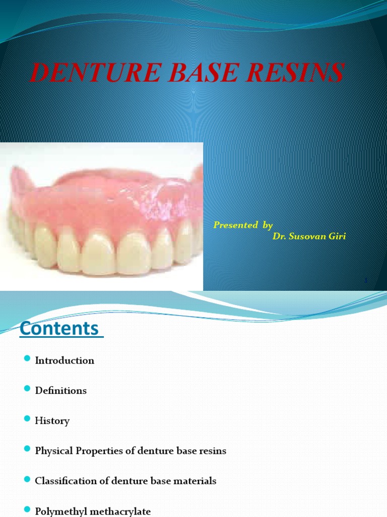 Denture Base Resins | PDF | Dentures | Poly(Methyl Methacrylate)