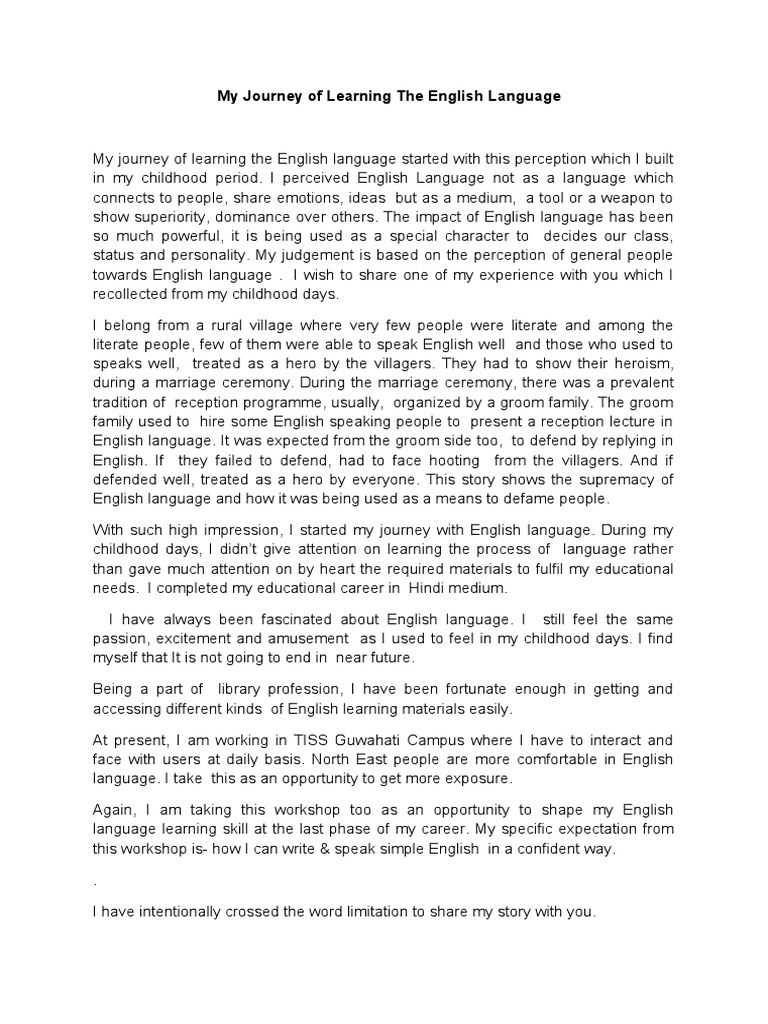 My Journey of Learning The English Language | PDF | Perception ...