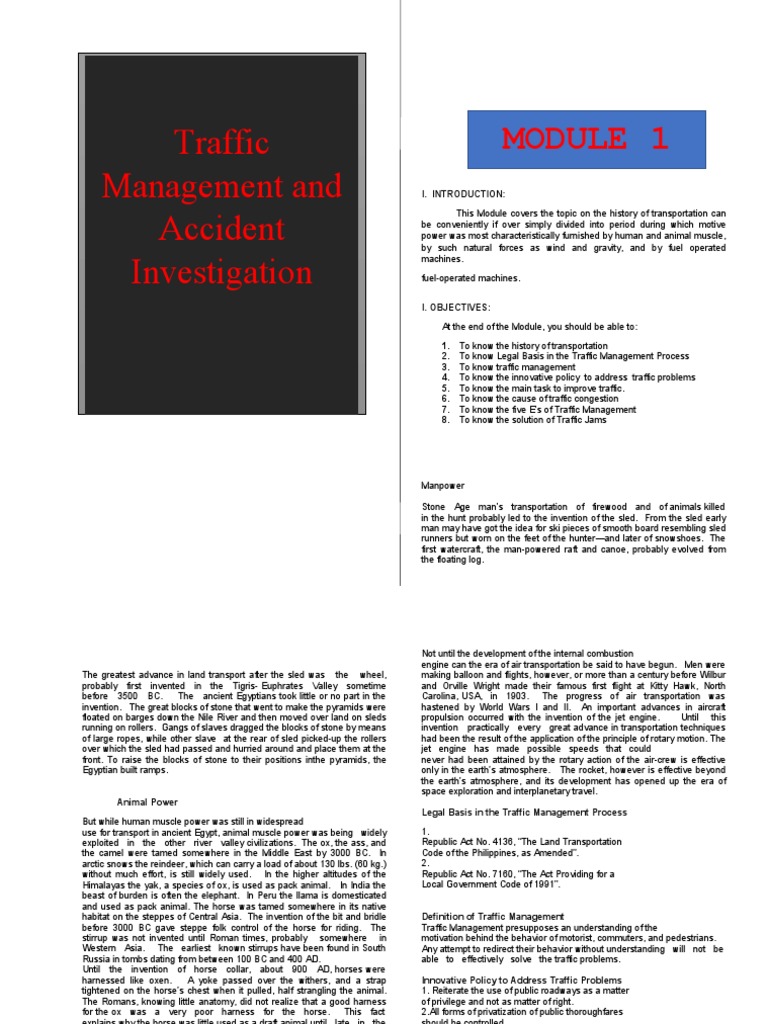 Traffic Management and Accident Investigation | PDF | Traffic ...