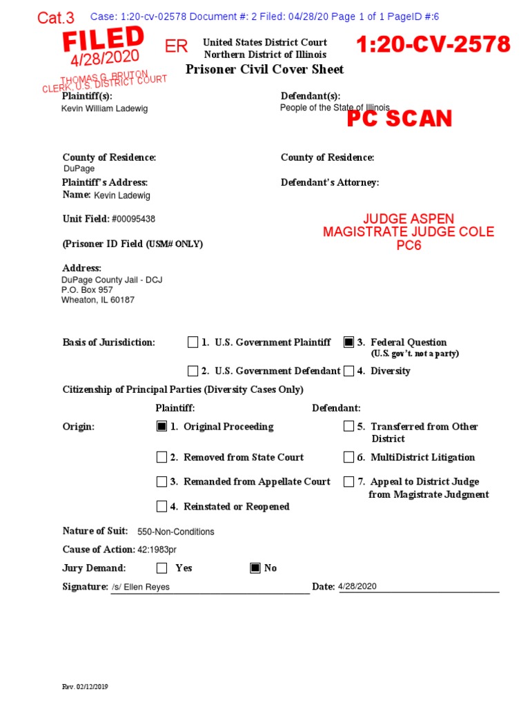 Kevins Cover Sheet | Download Free PDF | Lawsuit | Courts
