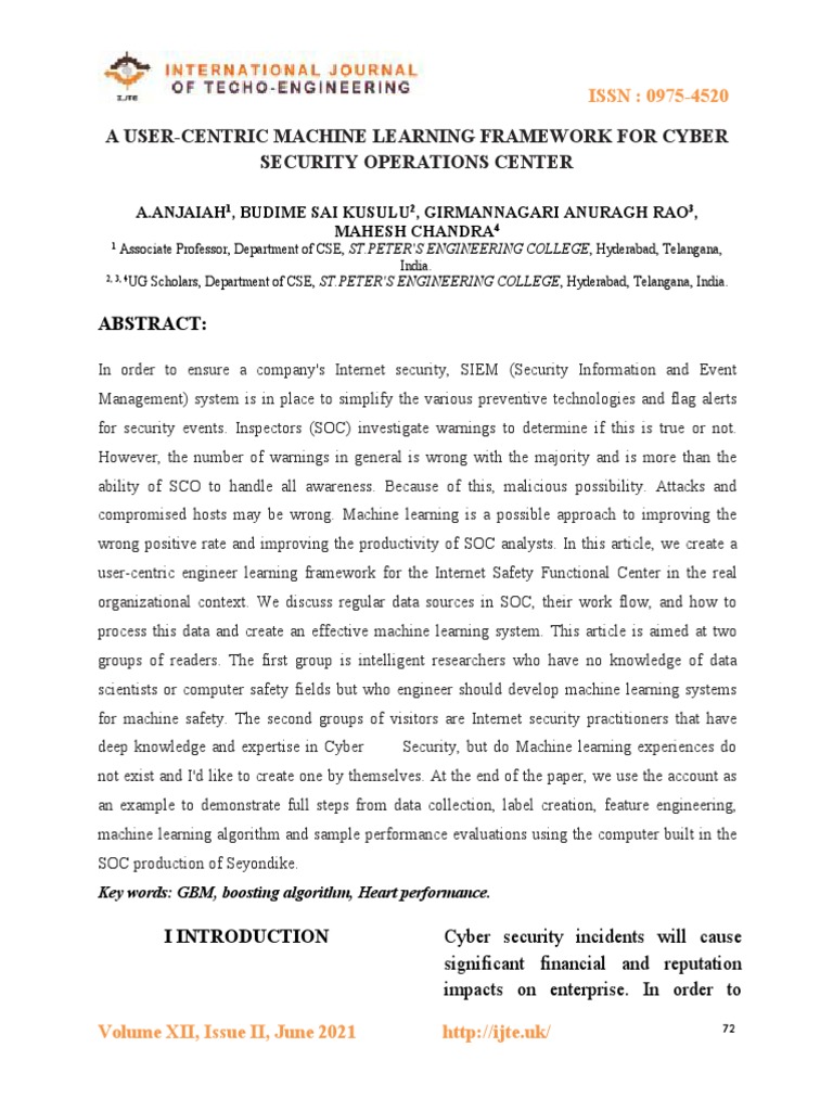 User-Centric ML Framework for Cybersecurity | PDF | Computer Security ...