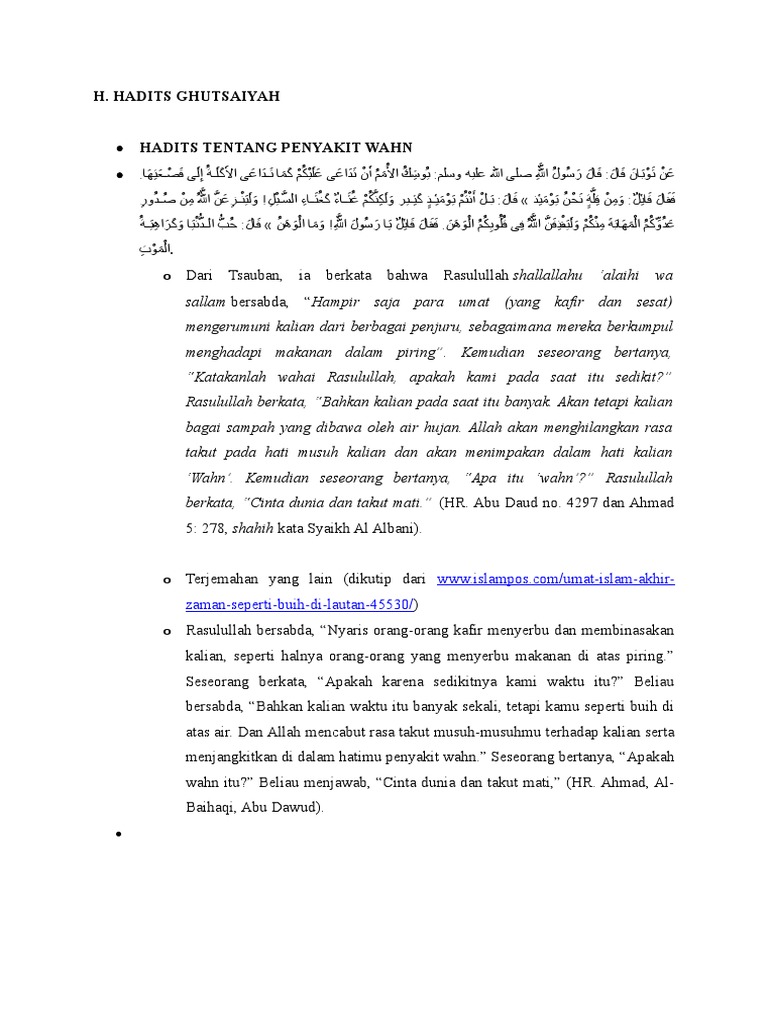 Hadits Tentang Penyakit Wahn | PDF