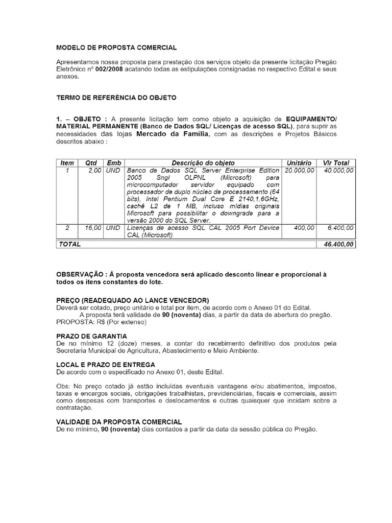 Modelo de Proposta Comercial | PDF