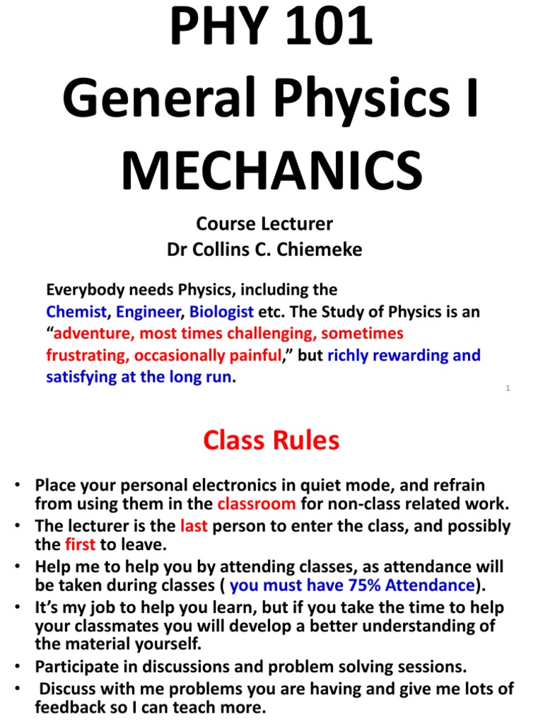 PHYS 101 Lecture Note PDF | PDF | Significant Figures | Euclidean Vector