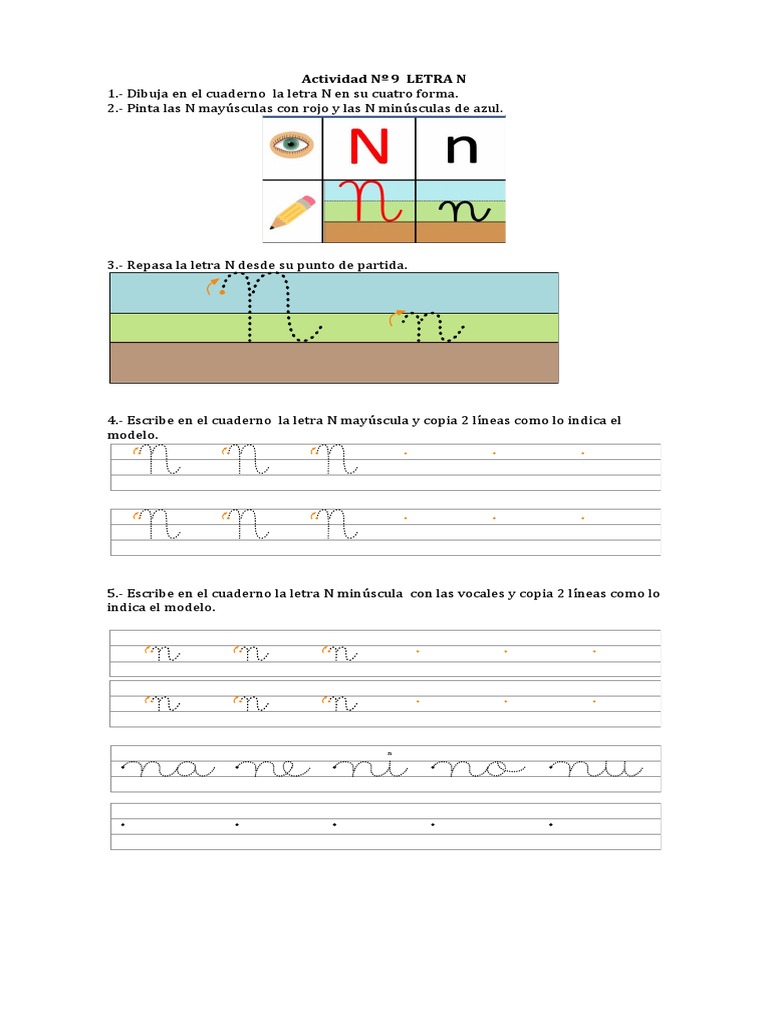 Actividades Letra N Escritura. | PDF | Artes del Lenguaje y ...