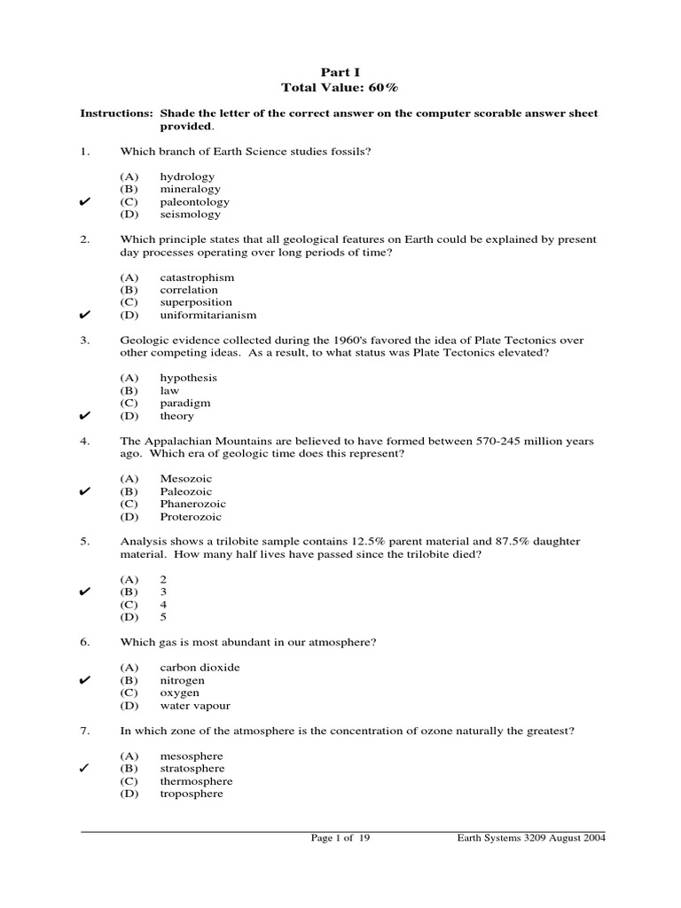 Instructions: Shade The Letter of The Correct Answer On The Computer ...