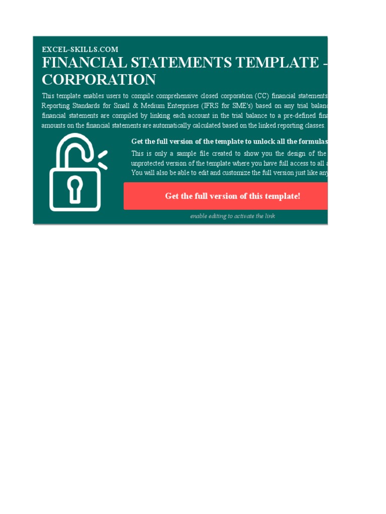 Financial Statements Template - Closed Corporation | PDF | Rounding ...