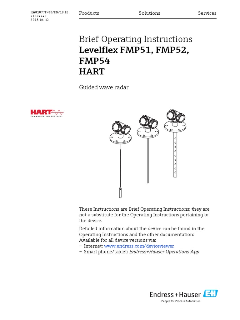 FMP51, FMP52, FMP54 Levelflex OI | PDF | Screw | Safety