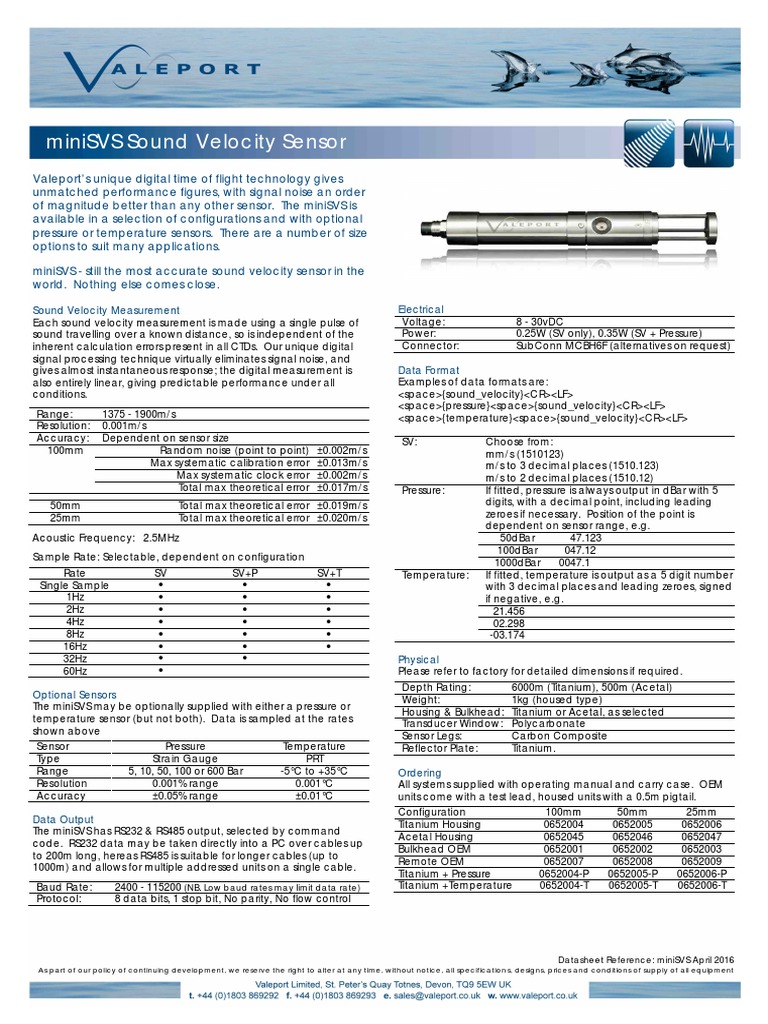 Valeport miniSVS | PDF | Sensor | Significant Figures