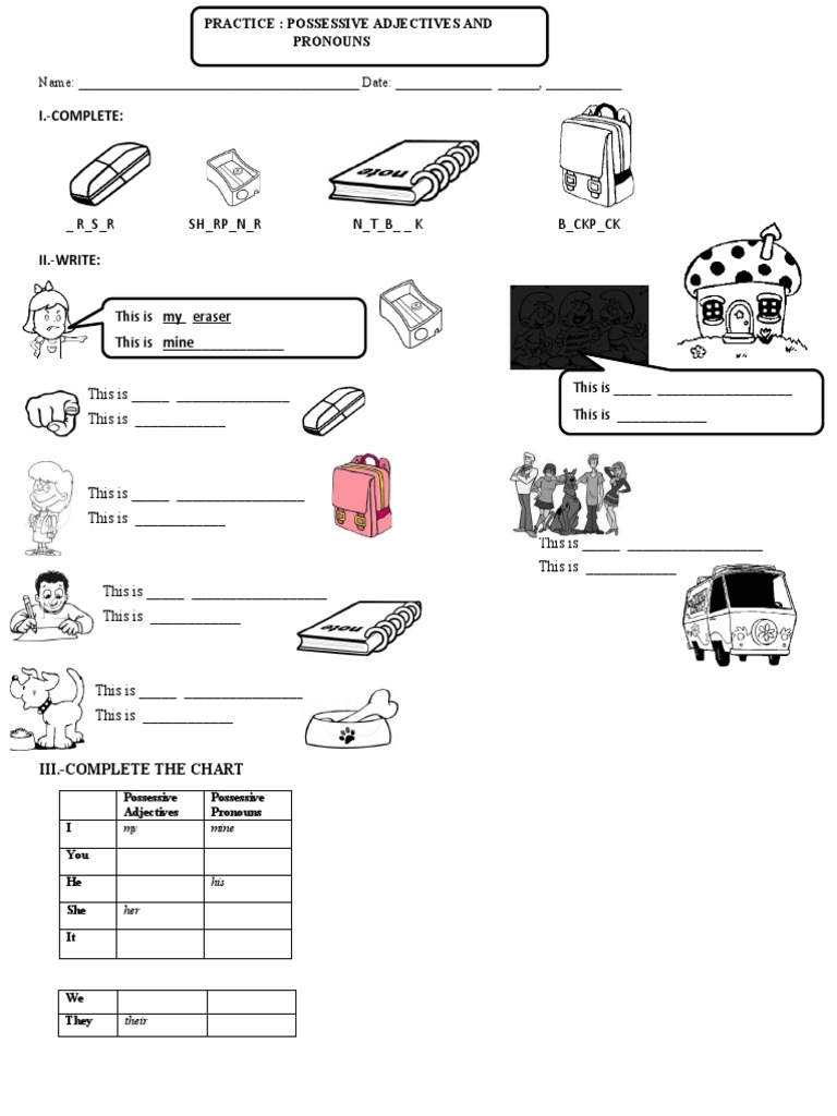 Possessive Adjectives Practice Worksheet | PDF | Business | Social Science