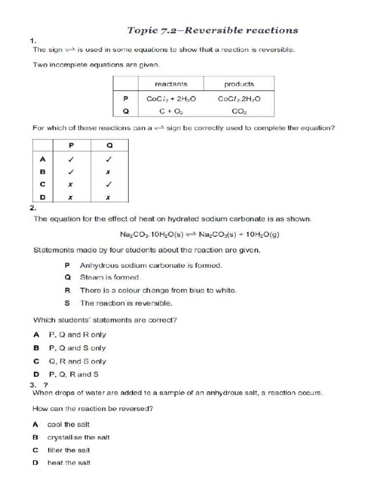 Reversible Reaction | PDF | Chemical Reactions | Catalysis