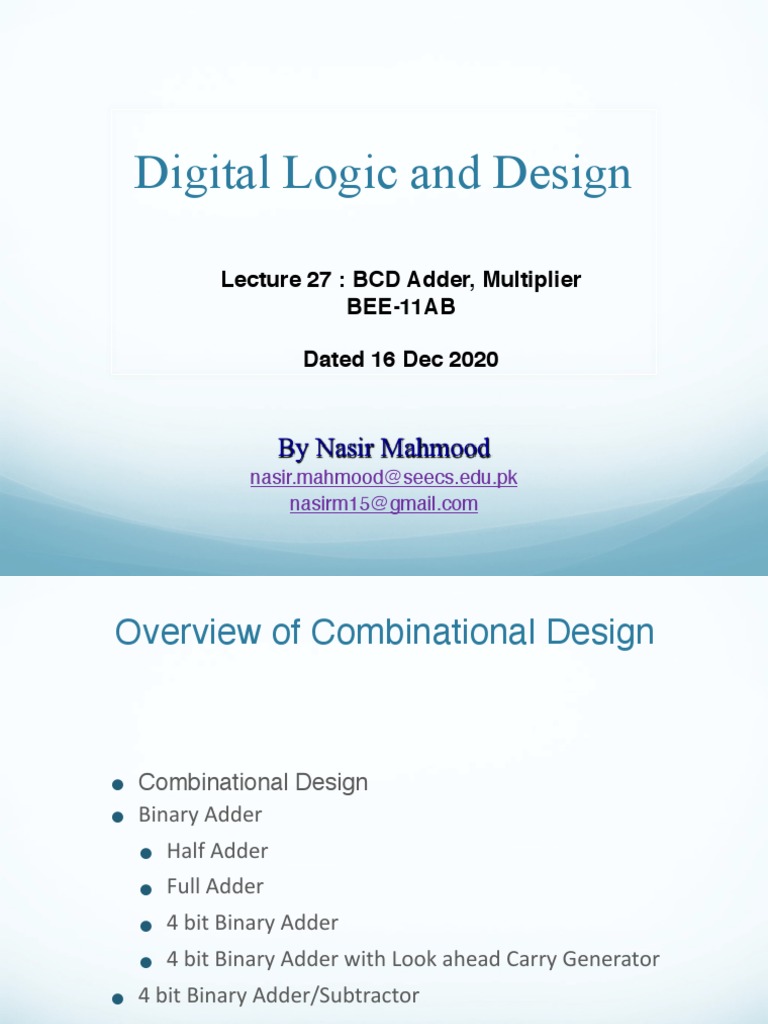27 Dld Lec 27 Bcd Adder Bcd Multiplier 16 Dec 2020 Lecture Slides Pdf Binary Coded Decimal