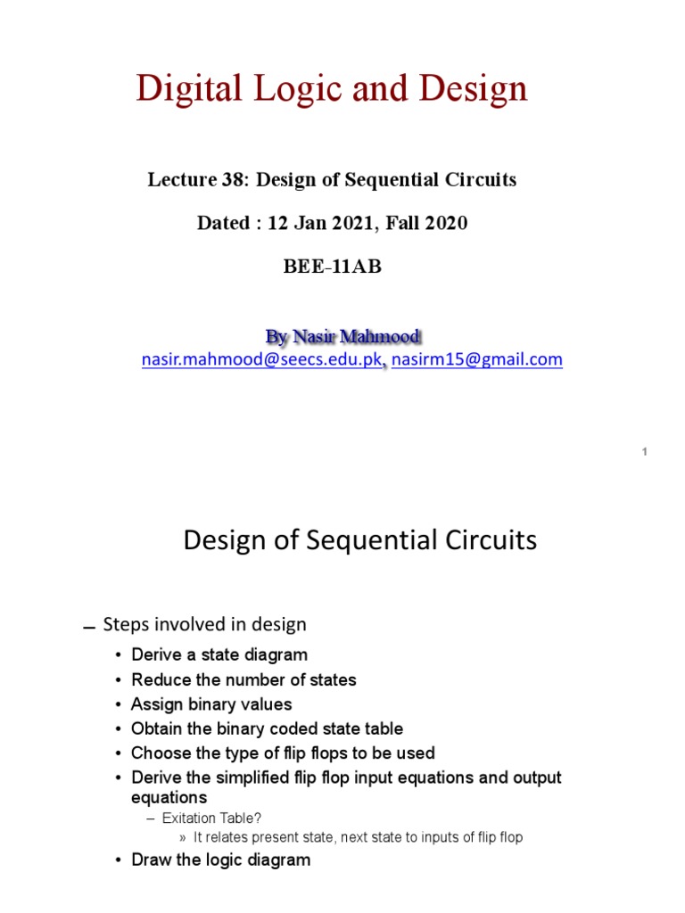 38 DLD Lec 38 Design of Sequential Circuits Example Dated 12 Jan 2021 Lecture Slides | PDF | Bit ...