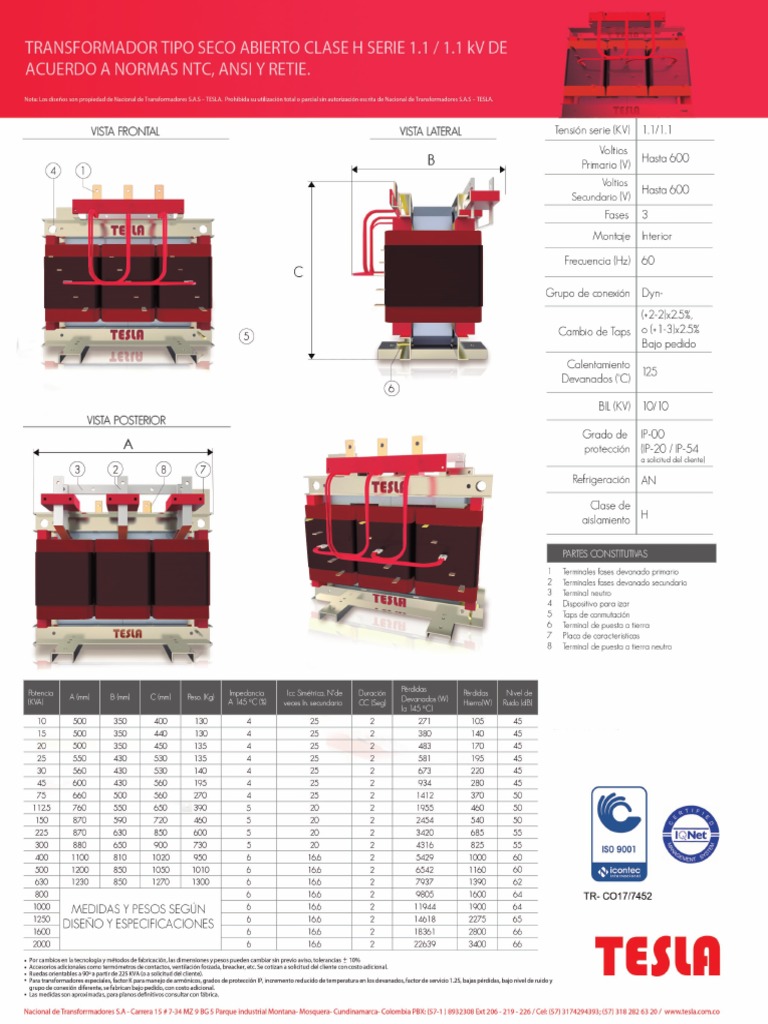 Ficha Tecnica Transformador Seco | PDF