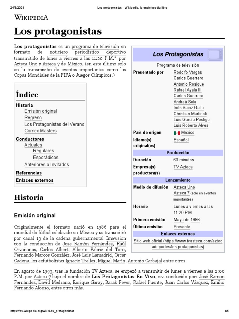 Los Protagonistas - Wikipedia, La Enciclopedia Libre | PDF | México