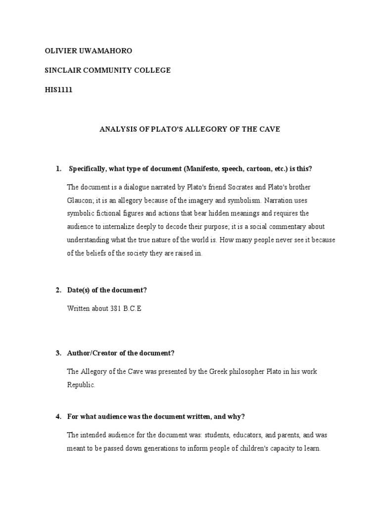 Allegory of The Cave | PDF | Plato | Allegory