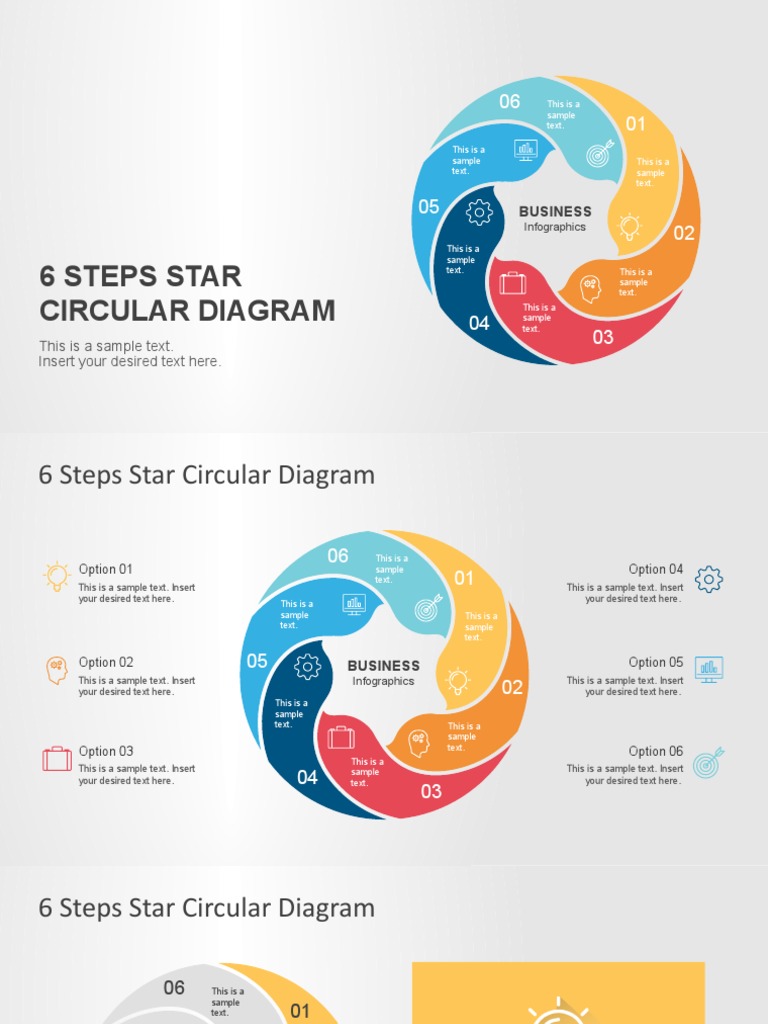 6 Steps Star Circular Diagram: This Is A Sample Text. Insert Your ...