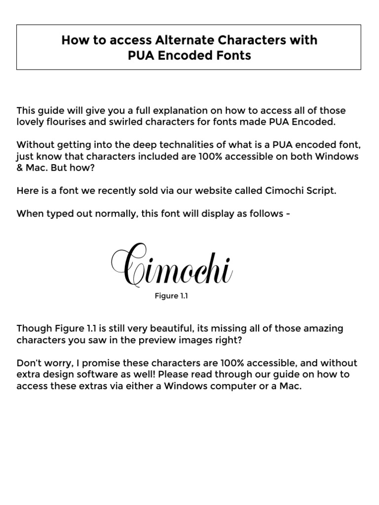 Access PUA Font Characters Easily | PDF | Computing Platforms ...
