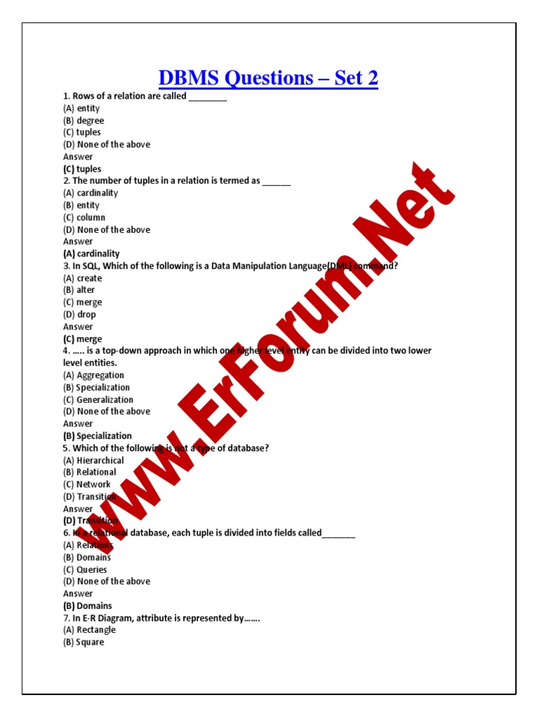 Dbms Question Set-2 | PDF