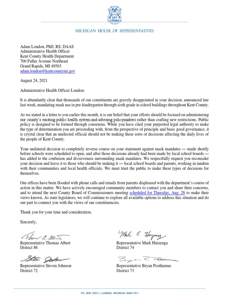 Kent County Letter Aug 24 | PDF | Government