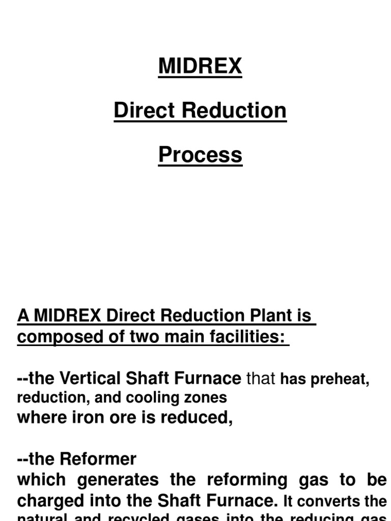 Midrex Direct Reduction Process | PDF | Steelmaking | Natural Gas