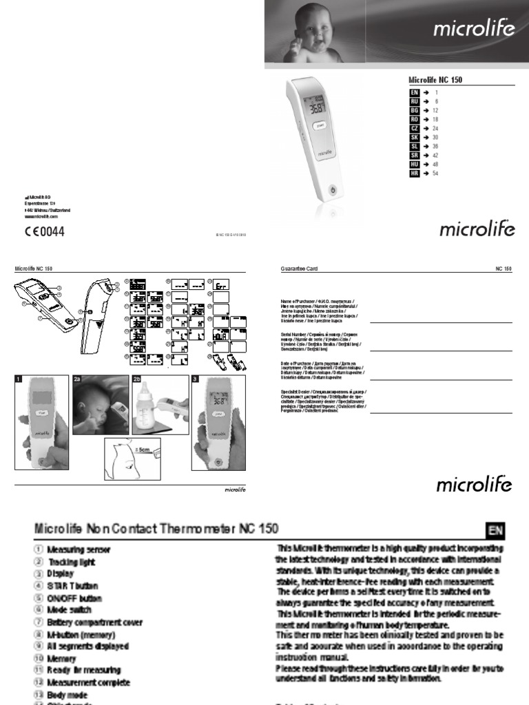 Carteinstructiuni Termometru Microlife NC 150 | PDF | Thermometer ...