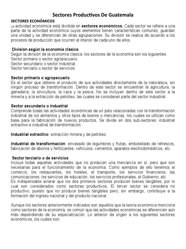 Sectores Productivos de Guatemala | PDF | Minería | Transporte Sectores Productivos de Guatemala | PDF | Minería | Transporte
