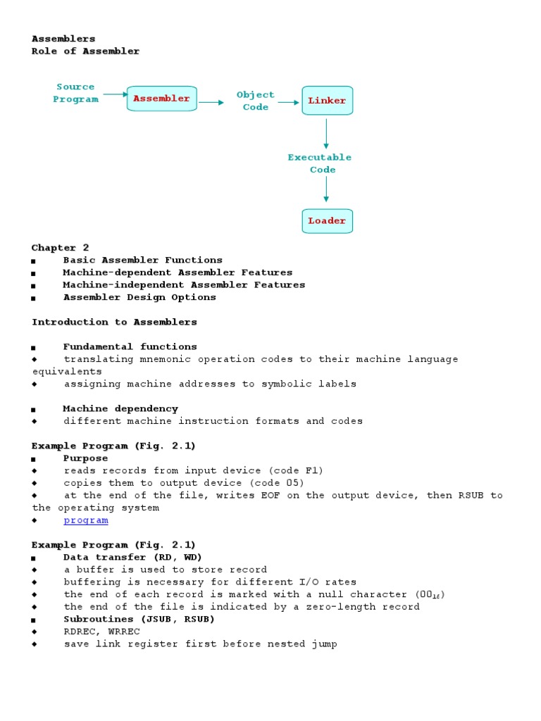Assembler Linker Source Program Object Code Pdf Assembly Language Subroutine