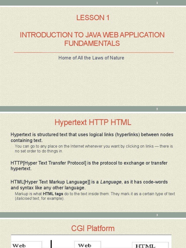 Lesson 1 Java Web Fundamentals | PDF | World Wide Web | Internet & Web Lesson 1 Java Web Fundamentals | PDF | World Wide Web | Internet & Web