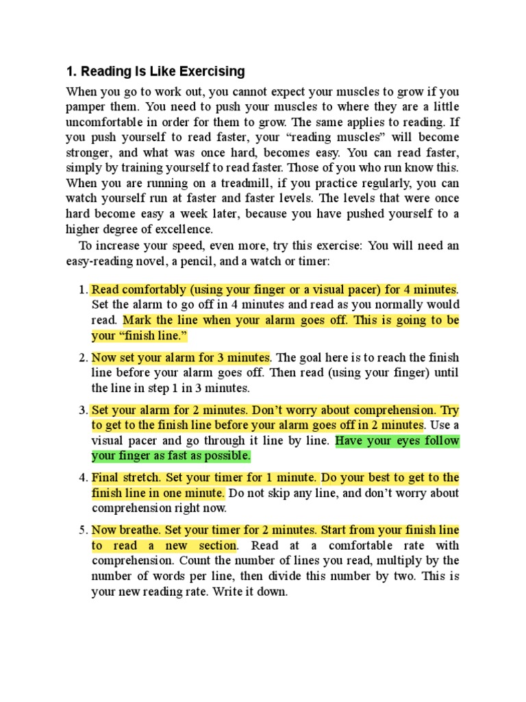 Speed Read Exercise | PDF