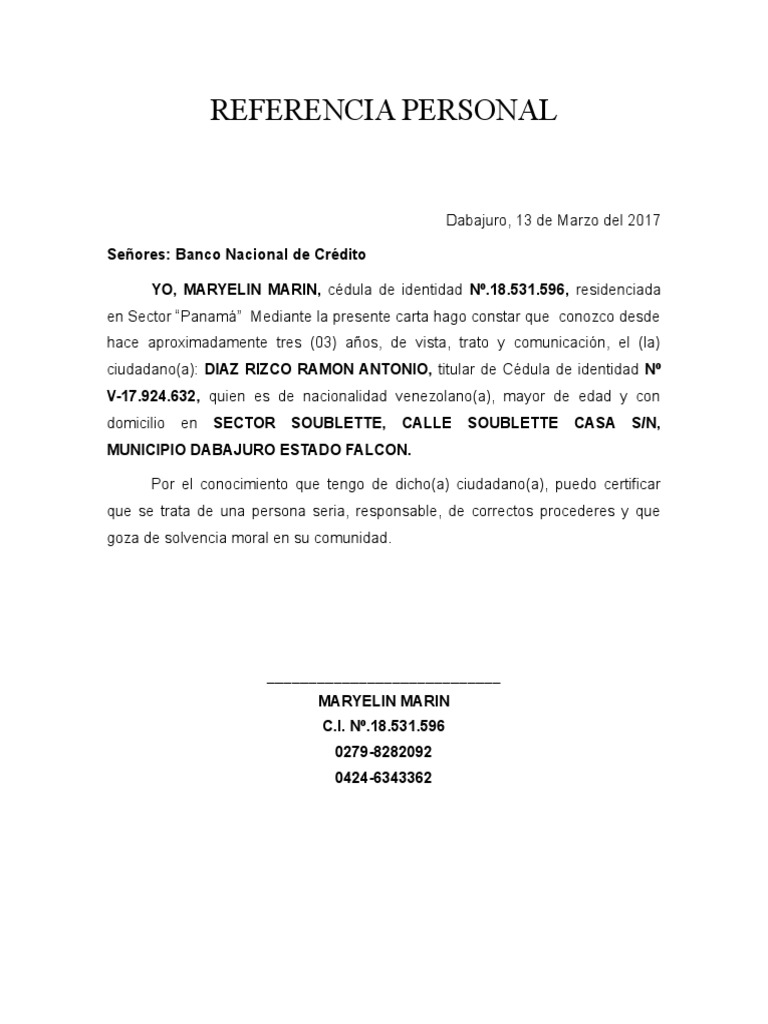 Formato Ref Personal | PDF