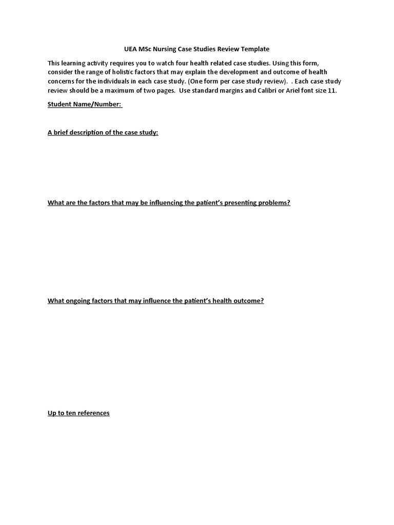 Case Studies Review Template | PDF