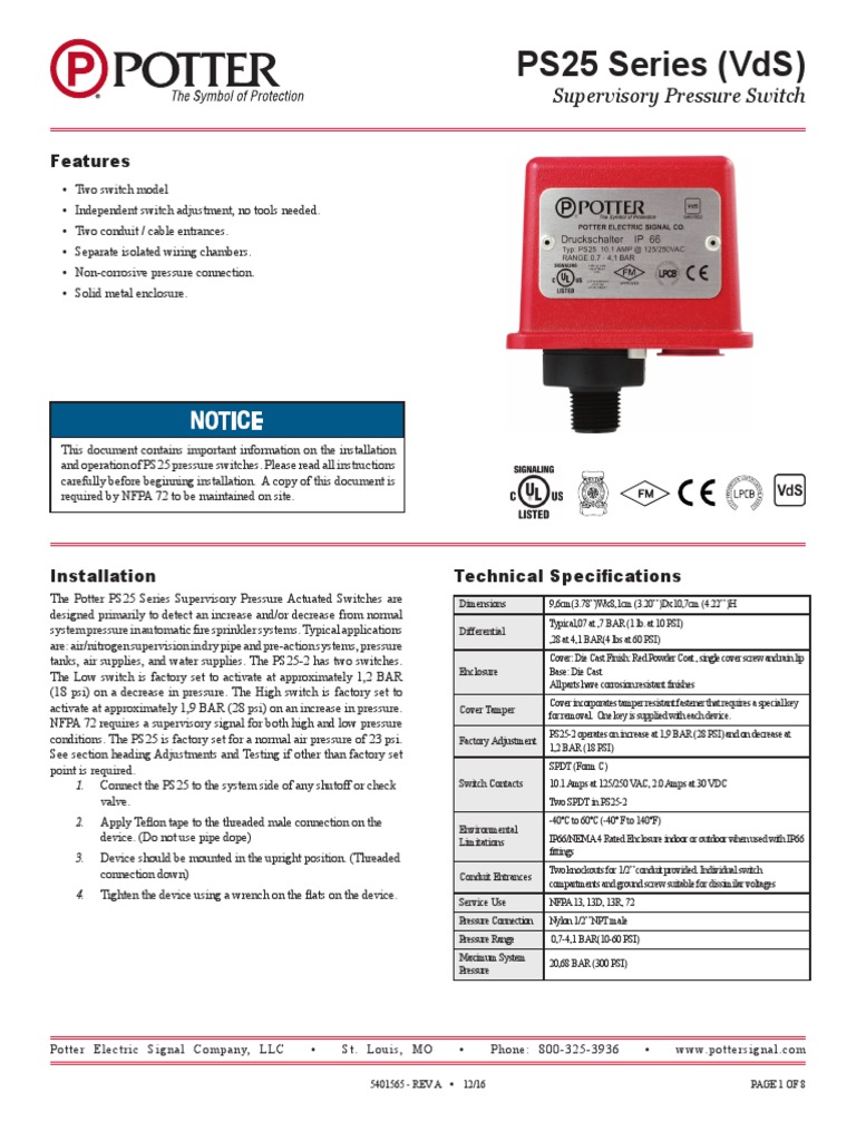PS25 para Altas Variaciones de Presion | PDF | Switch | Electrical ...