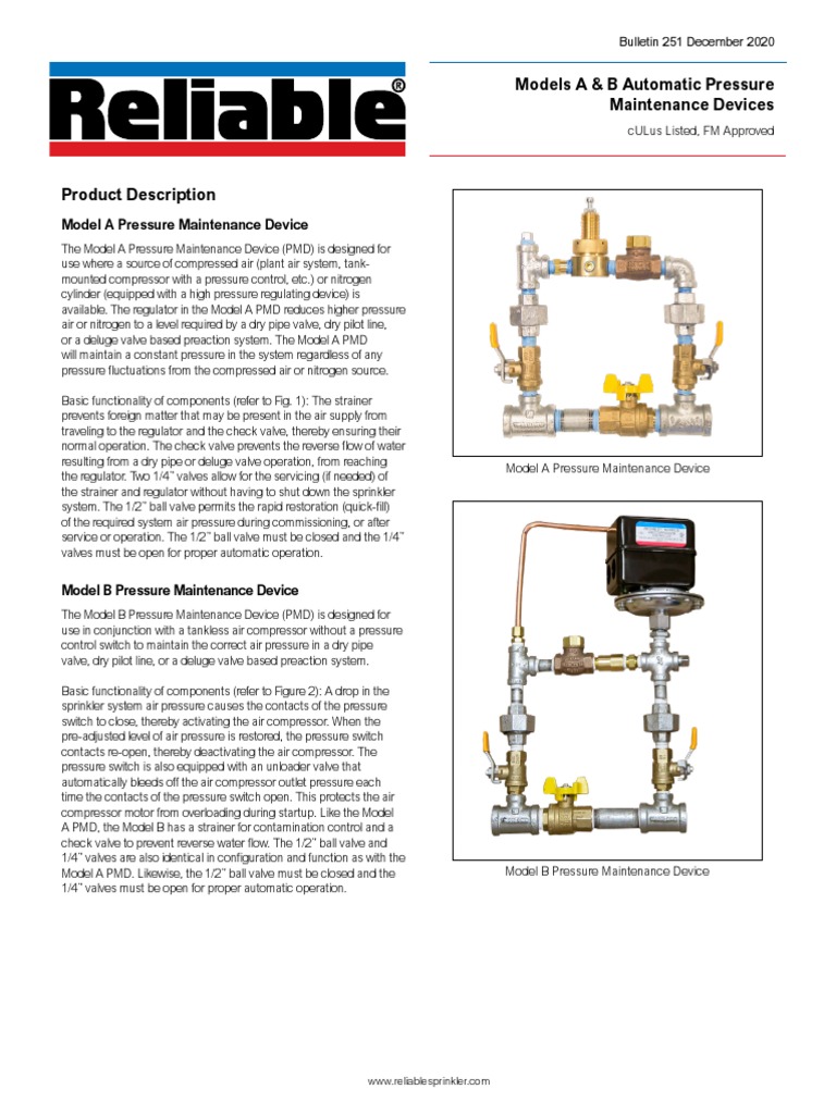 Models A & B Automatic Pressure Maintenance Devices | Download Free PDF ...