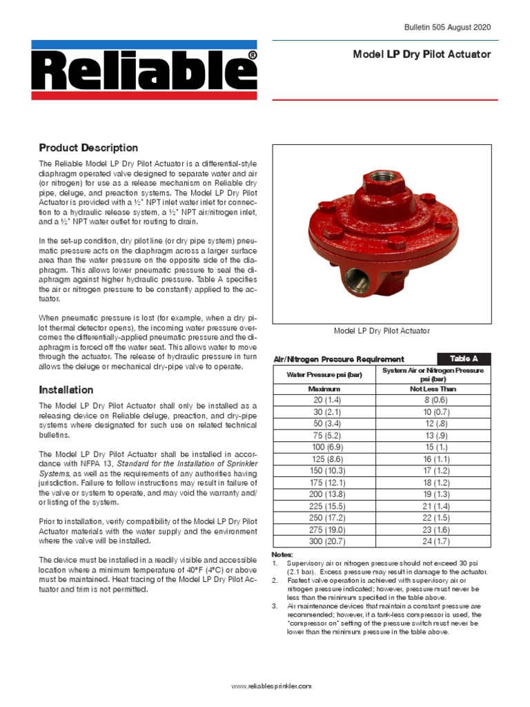 Model LP Dry Pilot Actuator | PDF | Valve | Actuator