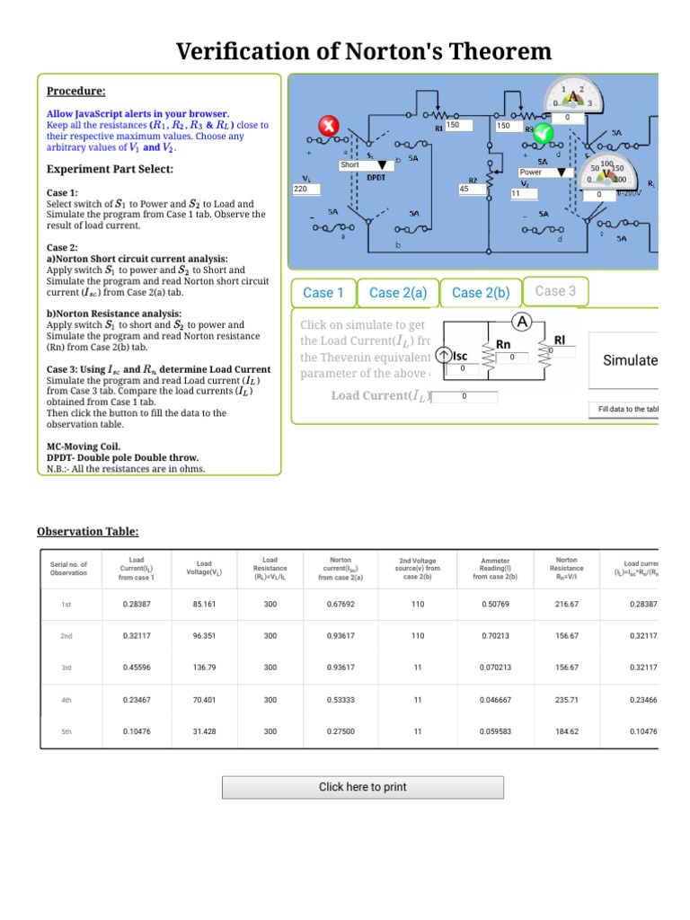 Verification of Norton's Theorem | PDF | Physical Quantities ...