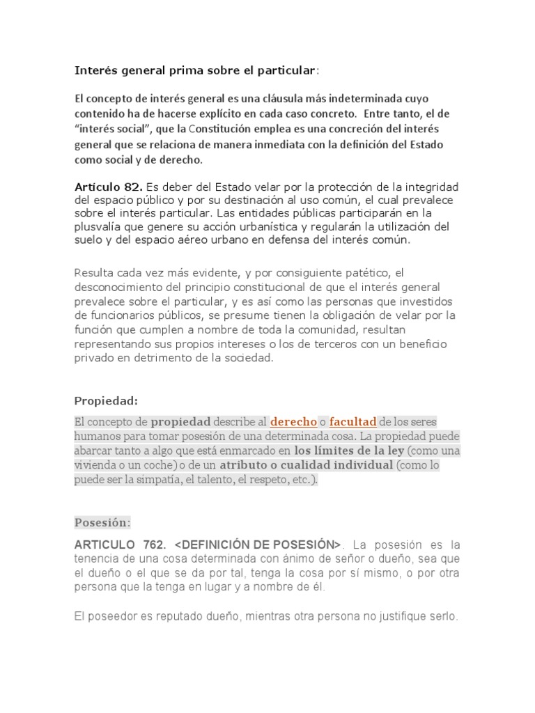 Interés General vs. Interés Particular | PDF