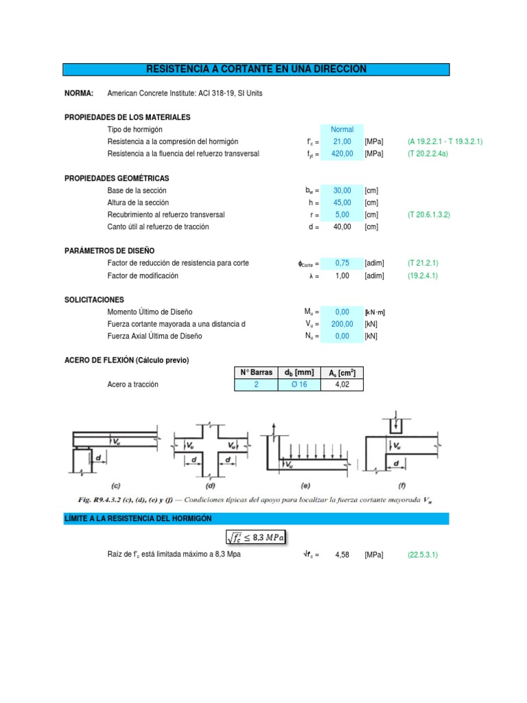 Tarea 2. Ej. Corte ACI 318-19 | PDF | Hormigón | Física Aplicada e Interdisciplinaria