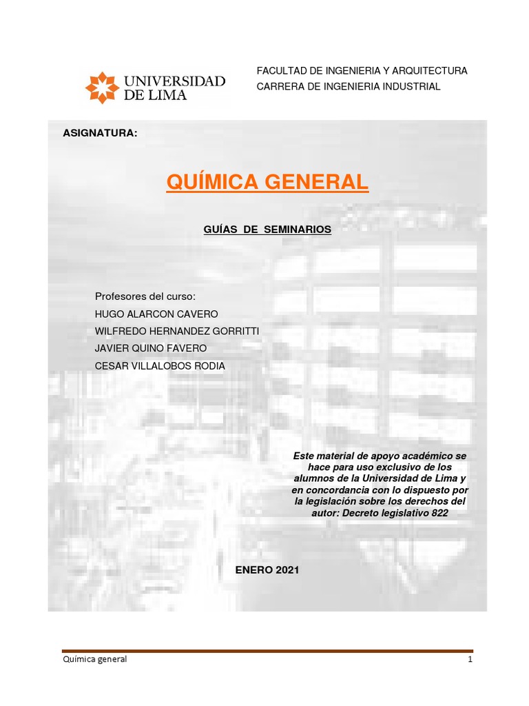 Guía de Seminarios QG-2021-0 | PDF | Elementos químicos | Tabla periódica