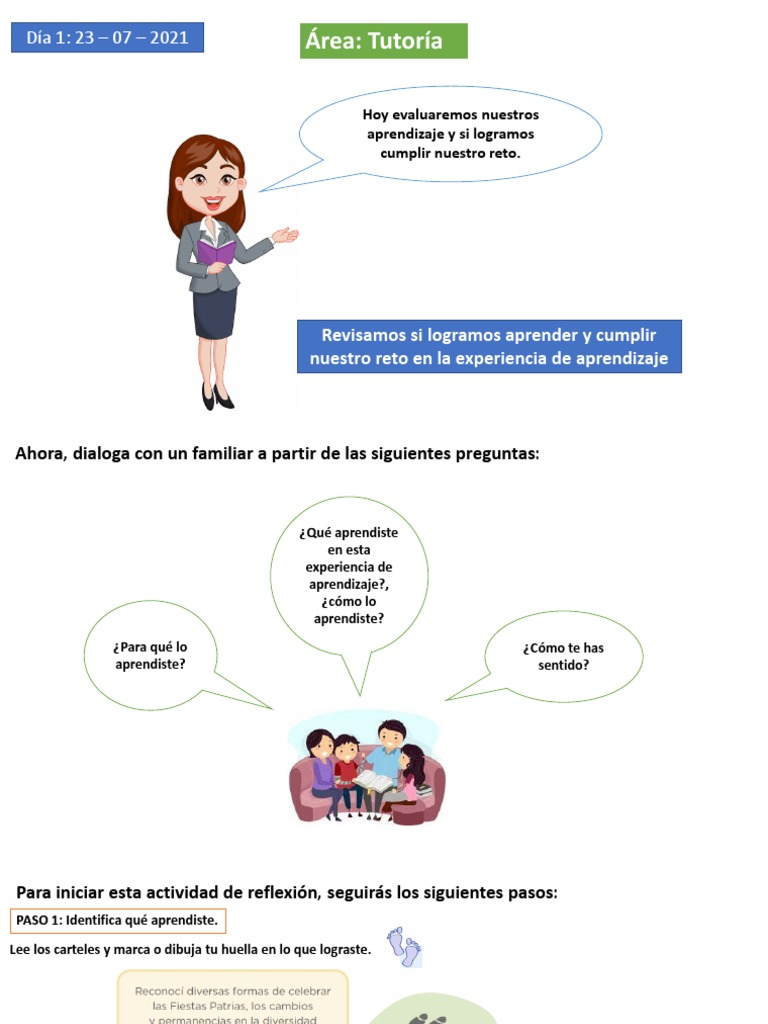 Área: Tutoría: Revisamos Si Logramos Aprender y Cumplir Nuestro Reto en La Experiencia de ...