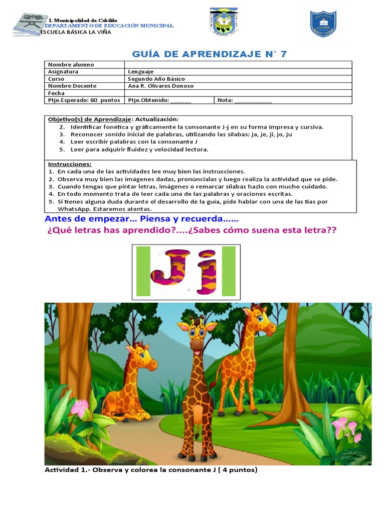 Guia 7 Letra J | PDF | Aprendizaje | Cognición