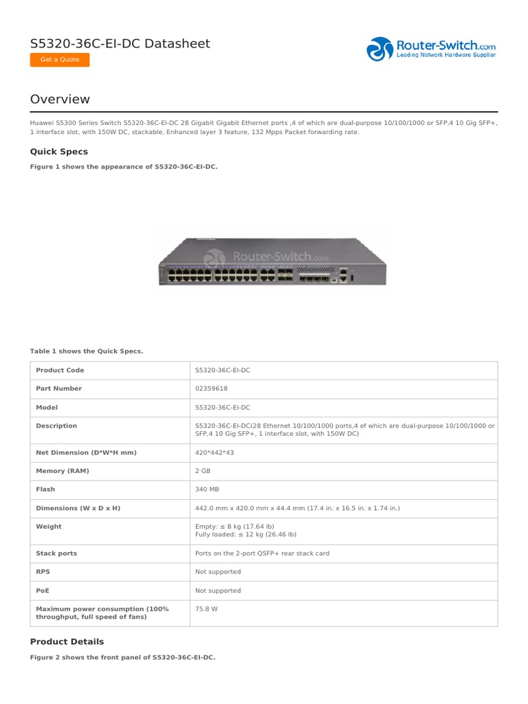 Huawei S5320-36C-EI-DC Switch Specs | PDF | Computer Engineering ...