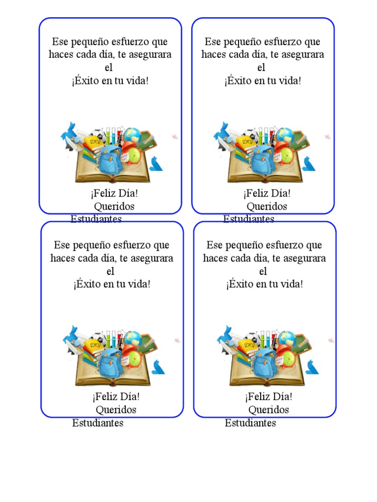 Tarjetas Día Del Estudiante | PDF