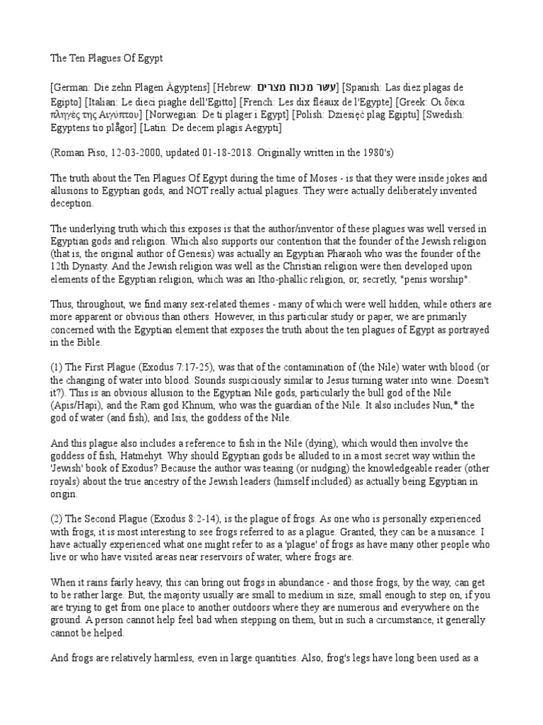 The Ten Plagues of Egypt | PDF | Ancient Rome