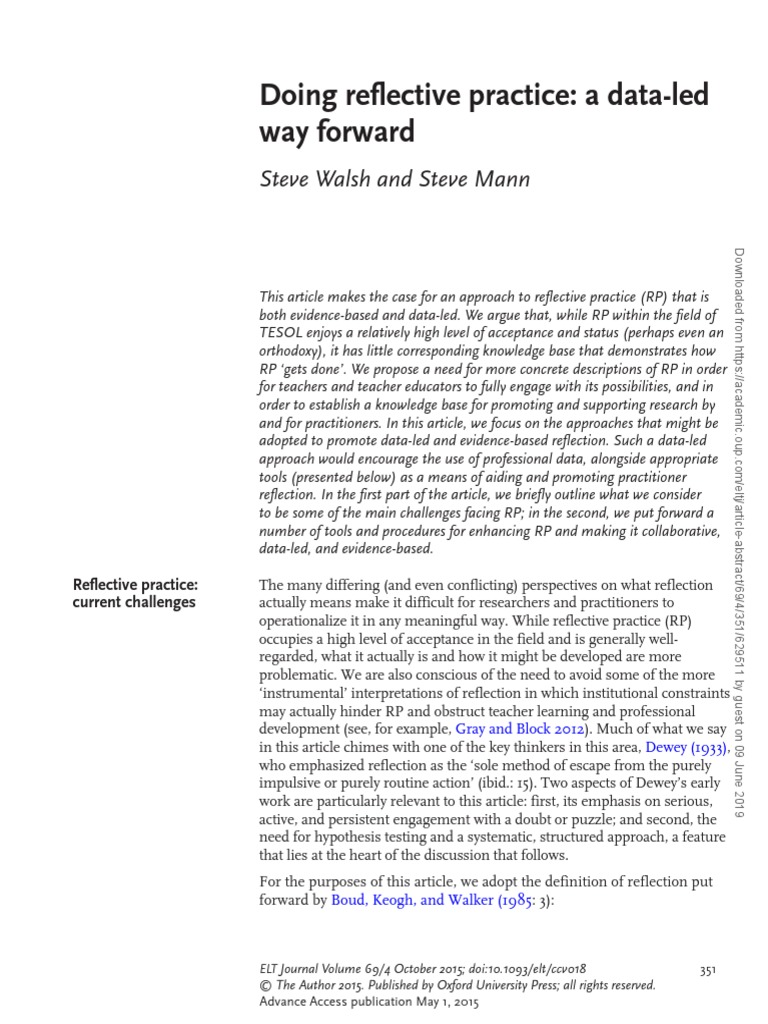 Doing Reflective Practice | PDF | Reflective Practice | Teachers